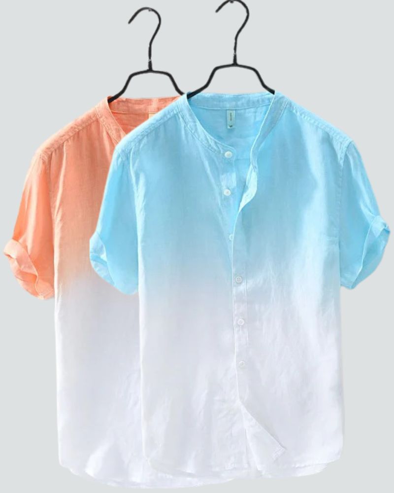 Peach & Sky Gradient Shirt Duo - Stylish & Comfortable Ombre Shirts
