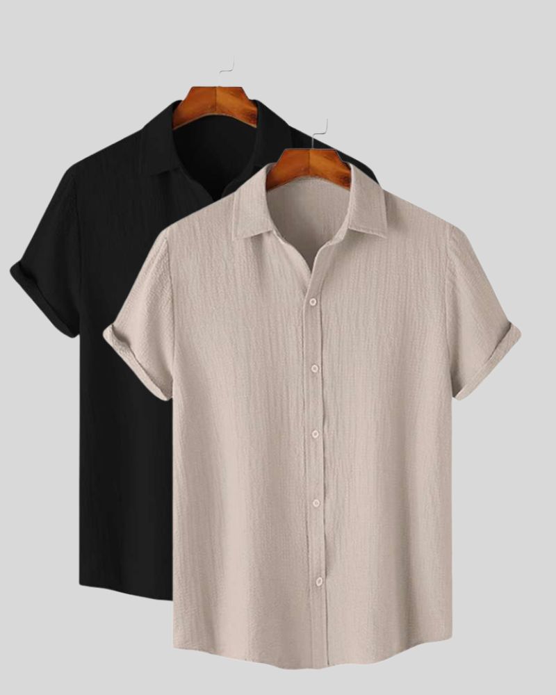 MonoEarth Textured Shirts – Taupe & Black (S to 5XL)